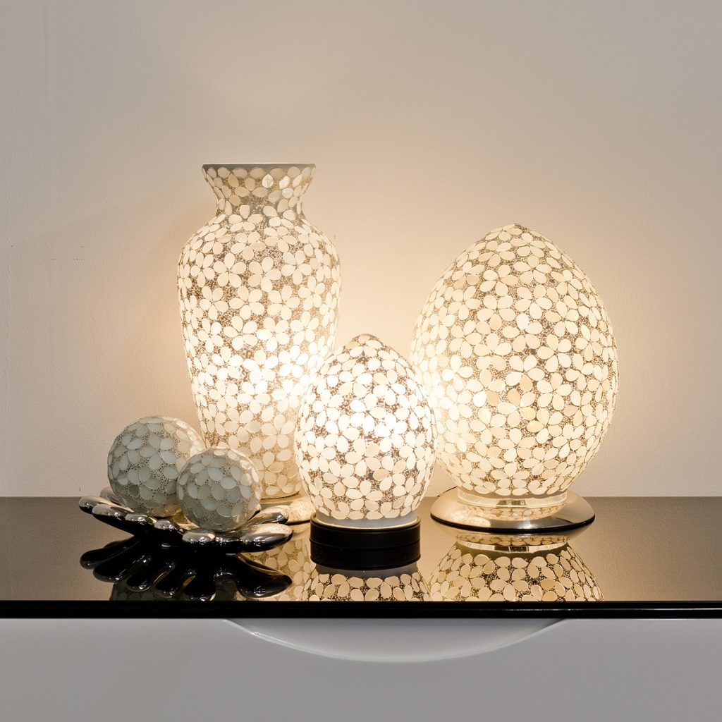 Mosaic Glass Egg Lamp - Art Deco