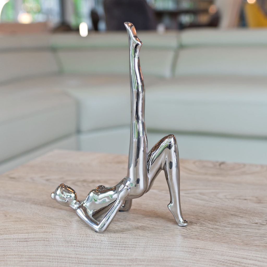 Ceramic Silver Yoga Lady - Shoulder Stand - Febland Group Ltd